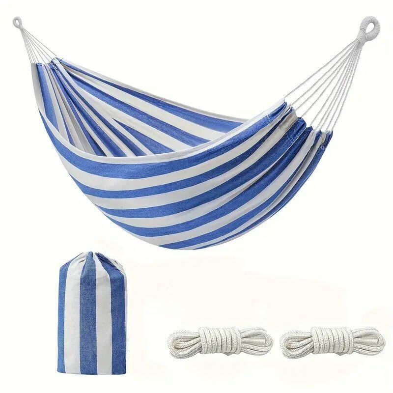 Двойная холщовая гамак без дерева, одиночная гамак для кемпинга на открытом воздухе, для детей, утолщенная полосатая гамак, устойчивая к опрокидыванию