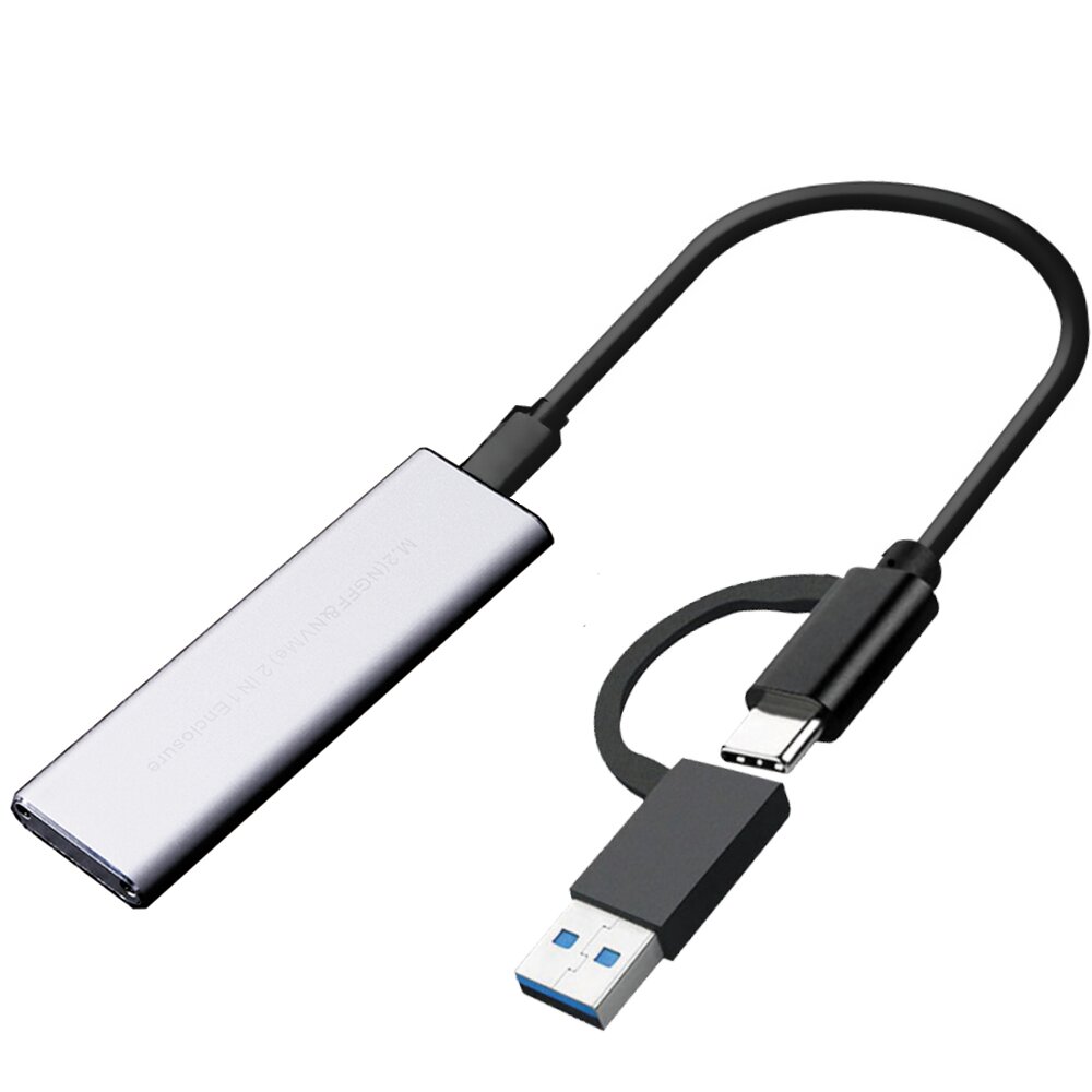 Корпус для внешнего SSD USB 3.1 Type-C из алюминиевого сплава для M.2 NVME/NGFF, поддерживающий протоколы NVME/NGFF, размеры M.2 SSD 2230/2242/2260/2280, цвет черный/серебристый, контроллер RTL9210B, интерфейс USB 3.1 TYPE-C, скорость передачи 10Gbps,