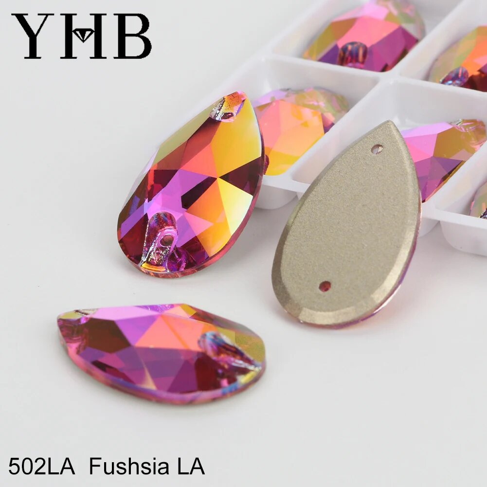 Стразы YHB 502LA Fushsia Drop Light AB