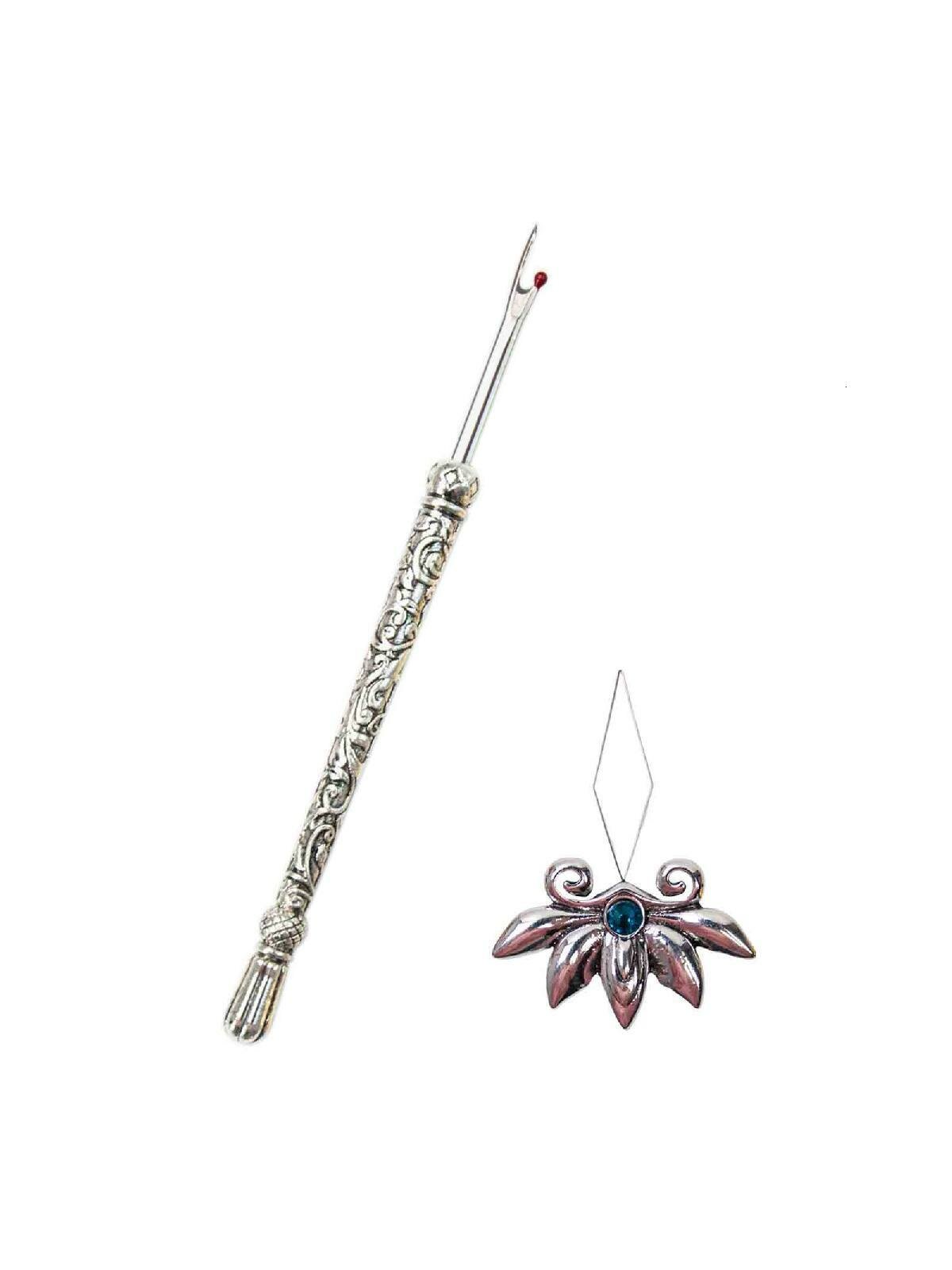 Винтажный нож для швов и съема нитей с иглой-нитеводом, серебро