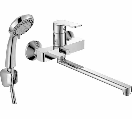 Смеситель для ванны "Decoroom" DR23043. ордноручный с поворотным изливом, 35см хром