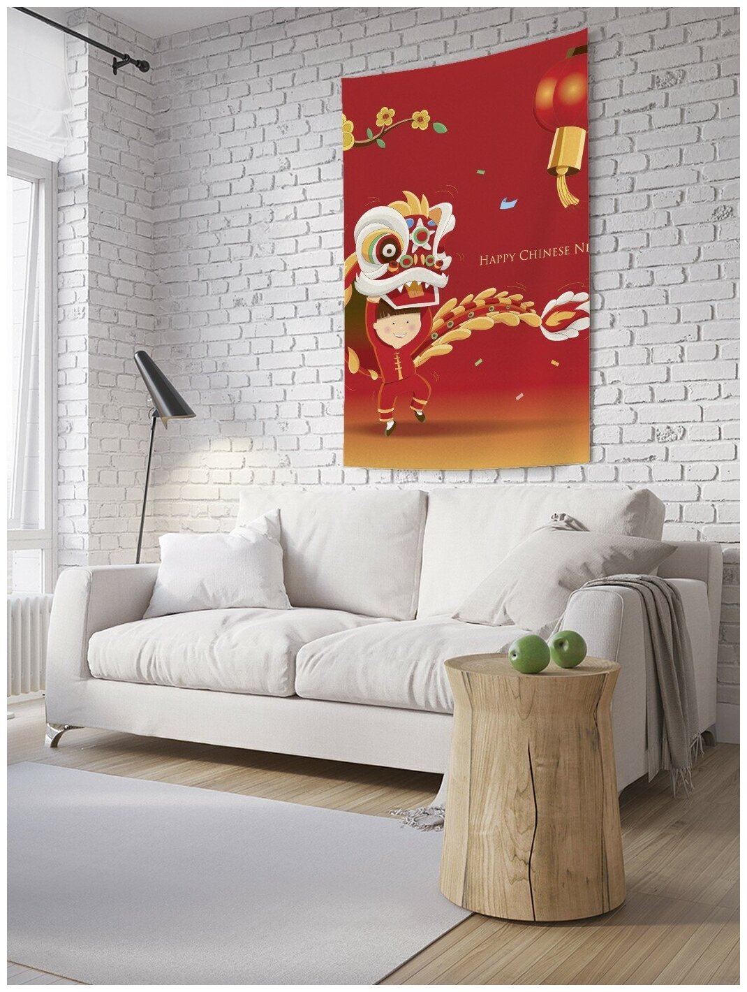 Фотопанно на стену вертикальный из ткани постер 100х150 "Новый год по китайски", JoyArty, серия Новый год