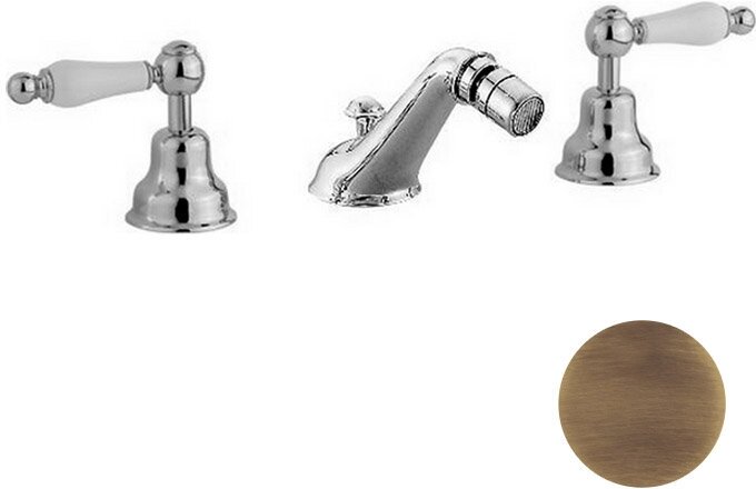 Cisal Arcana Toscana Смеситель для биде на 3 отверстия с донным клапаном, цвет: бронза