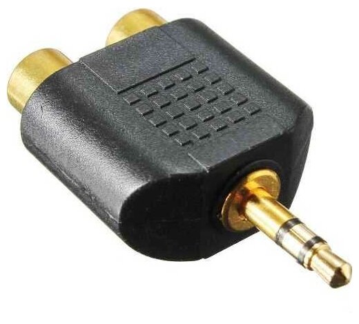 Аудио-переходник 3.5 на 2RCA Premier 2-210G штекер 3.5мм три контакта(TRS) на 2RCA гнезда - чёрно-золотистый