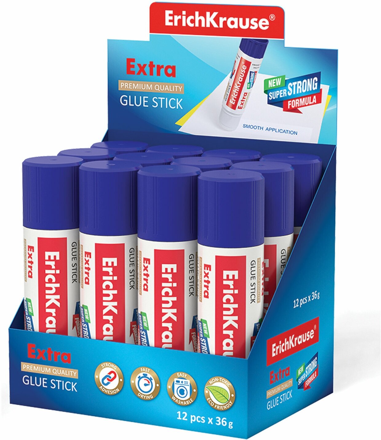 Упаковка 12 шт. Клей-карандаш ERICH KRAUSE, 36 г, 14443
