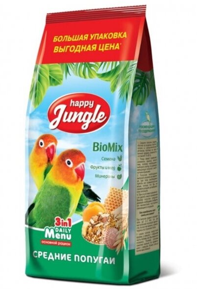 Happy Jungle Корм для средних попугаев, 900 г.