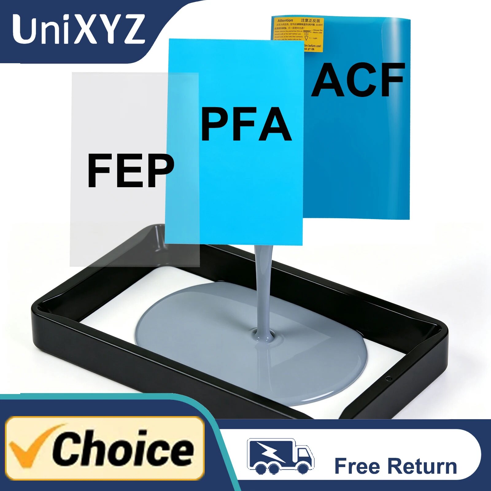 Пленка UniXYZ ACF PFA NFEP FEP для 3D-принтеров 200x140mm 5.5-6.1in, FEP Film 2PCS