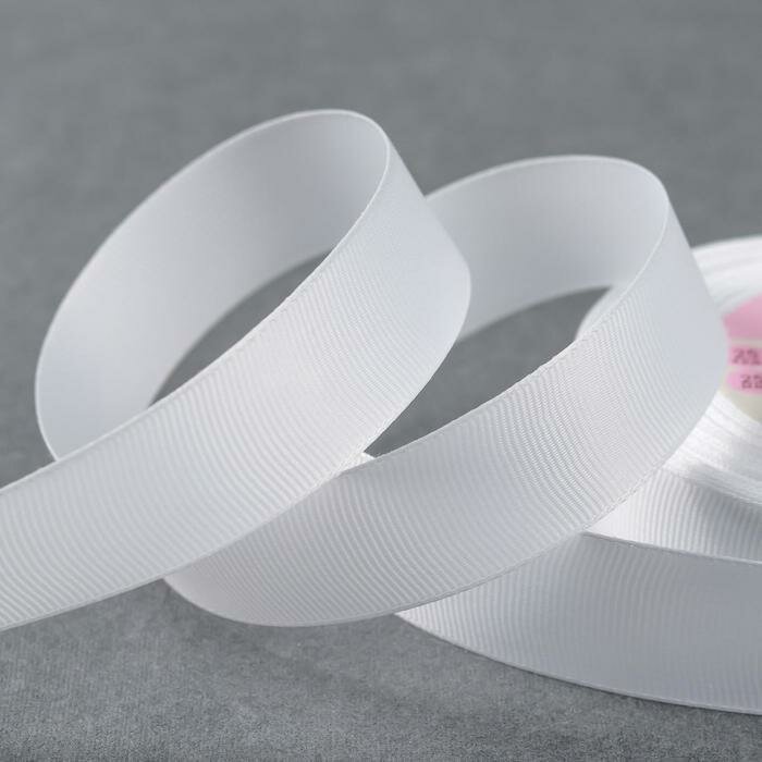 Лента репсовая, 25 мм, 23 1 м, цвет белый 01