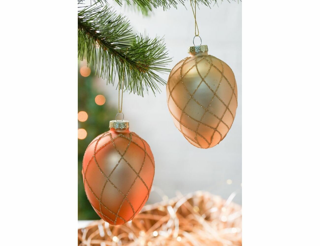 Подвесные украшения - яйца малья шинтиланте, стекло, 10 см, 2 шт, Goodwill PE50004-набор