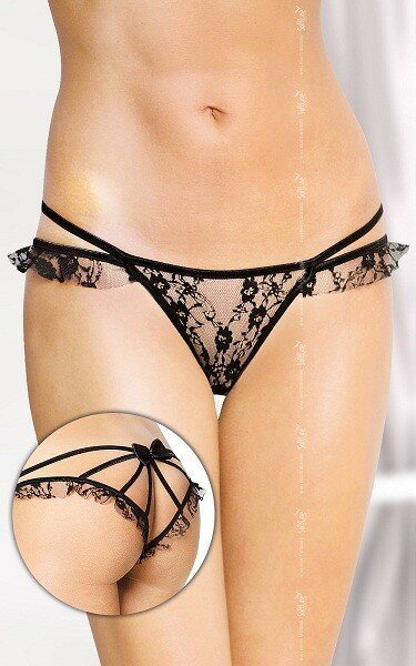 Трусики кружевные с вырезом Soft Line"Soft Line Black" M/L, черные