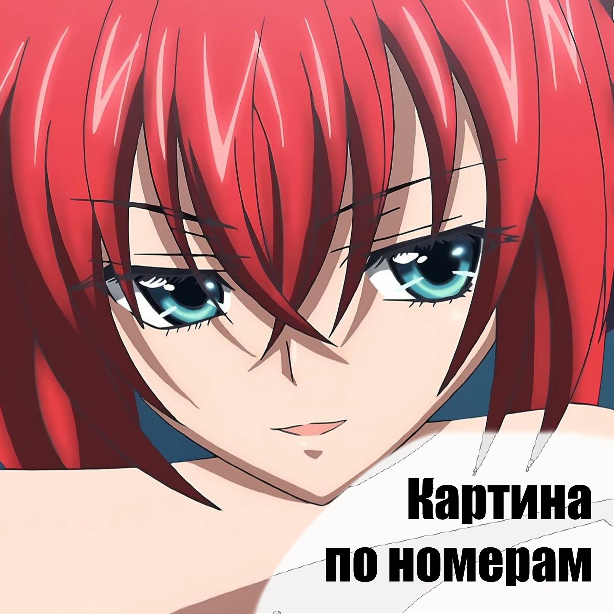 Картина по номерам на дереве 23х23 см - Старшая школа DxD - Риас Гремори