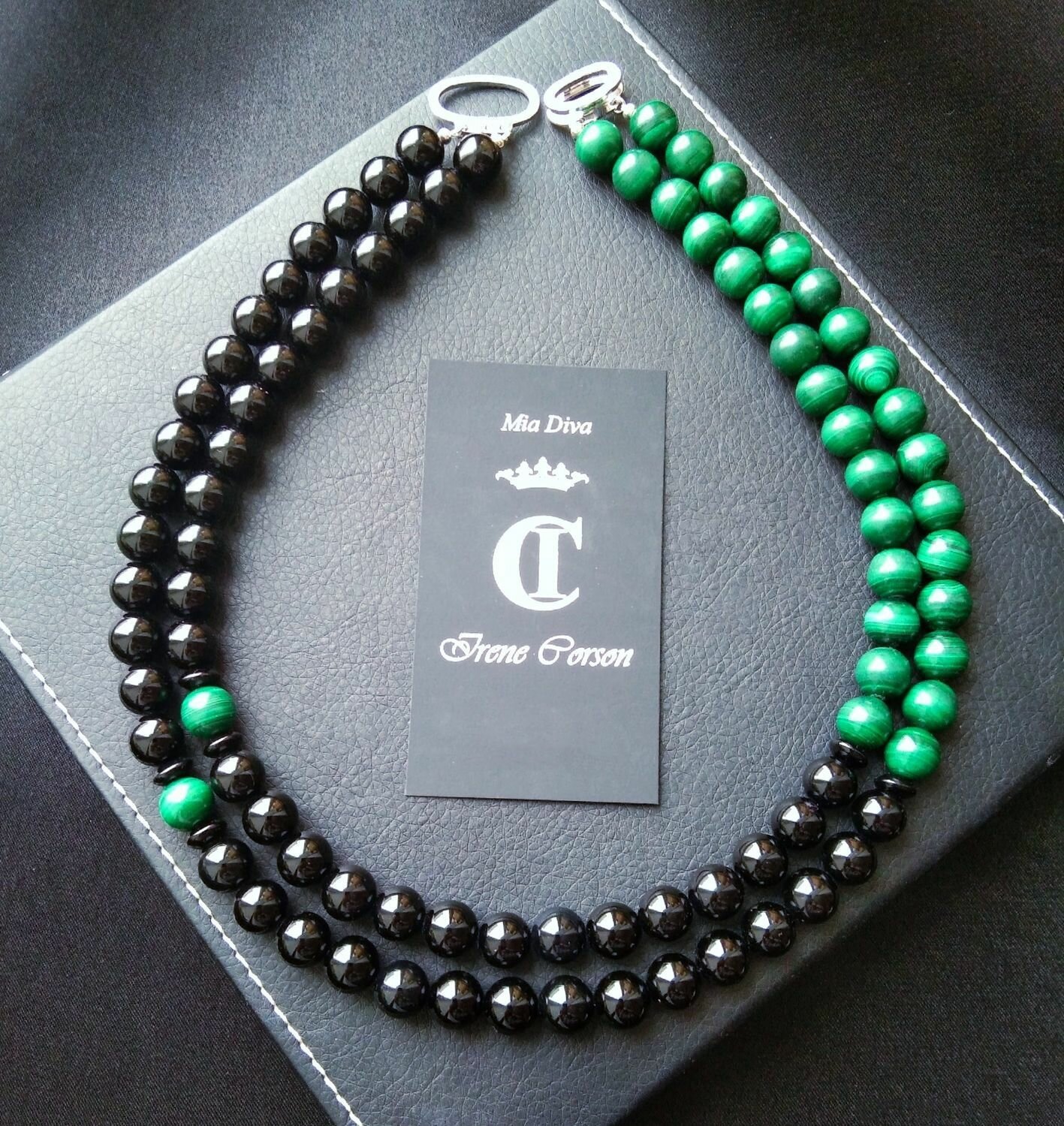 Колье, малахит, агат