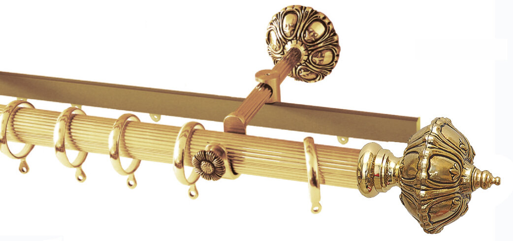 Ампир Чили рифлёный с профильной направляющей латунь, 3,25 м