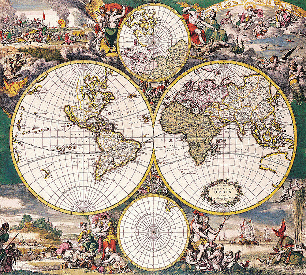 Фотообои Divino Decor "Старинная карта мира" D-044 300*270 фактура полосы