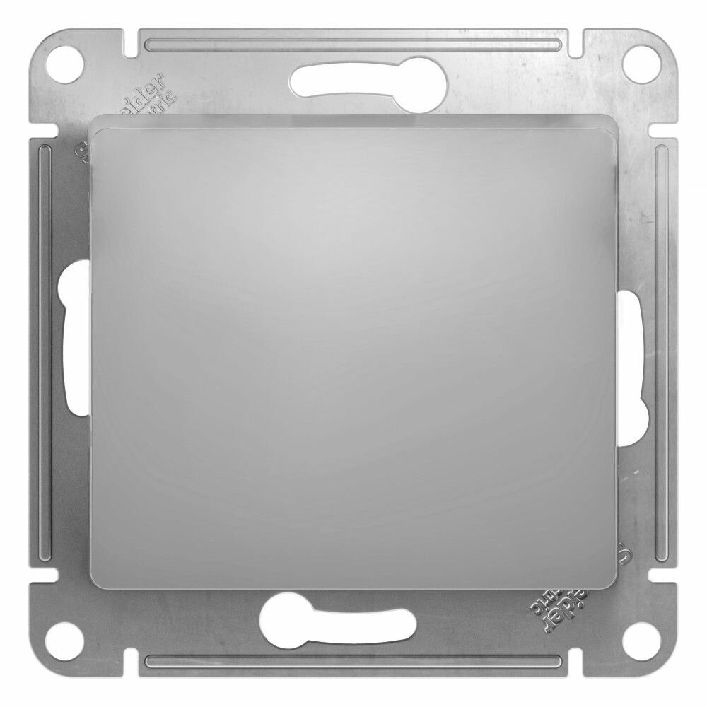 Glossa Алюминий Кнопка нажимная, сх.1, 10АХ, Systeme Electric, GSL000315