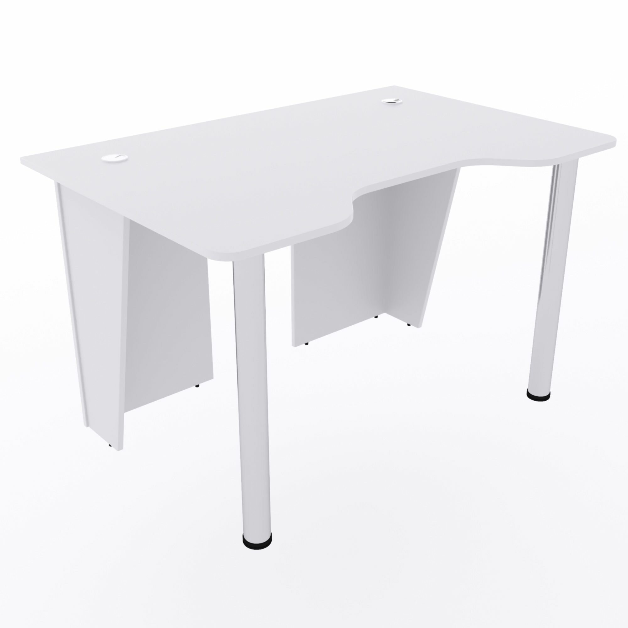 Игровой компьютерный стол "Лакер" с полкой для монитора, 120x80x75 см, белый с белой кромкой