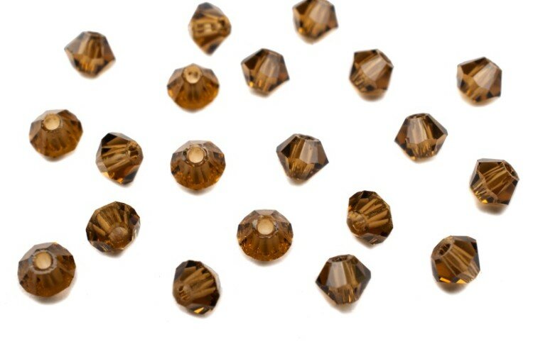 Бусины биконусы хрустальные 3мм, цвет SMOKED TOPAZ, 745-069, 20шт