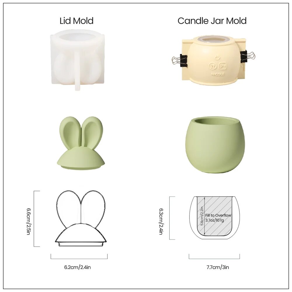 Силиконовые формы Boowan Nicole для свечей и декора в виде зайчика small 2