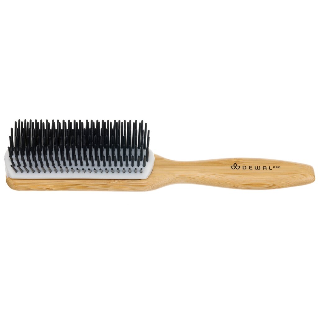 Щетка массажная DEWAL BAMBOO, деревянная, нейлоновый штифт, прямоугольная 7 ряд.