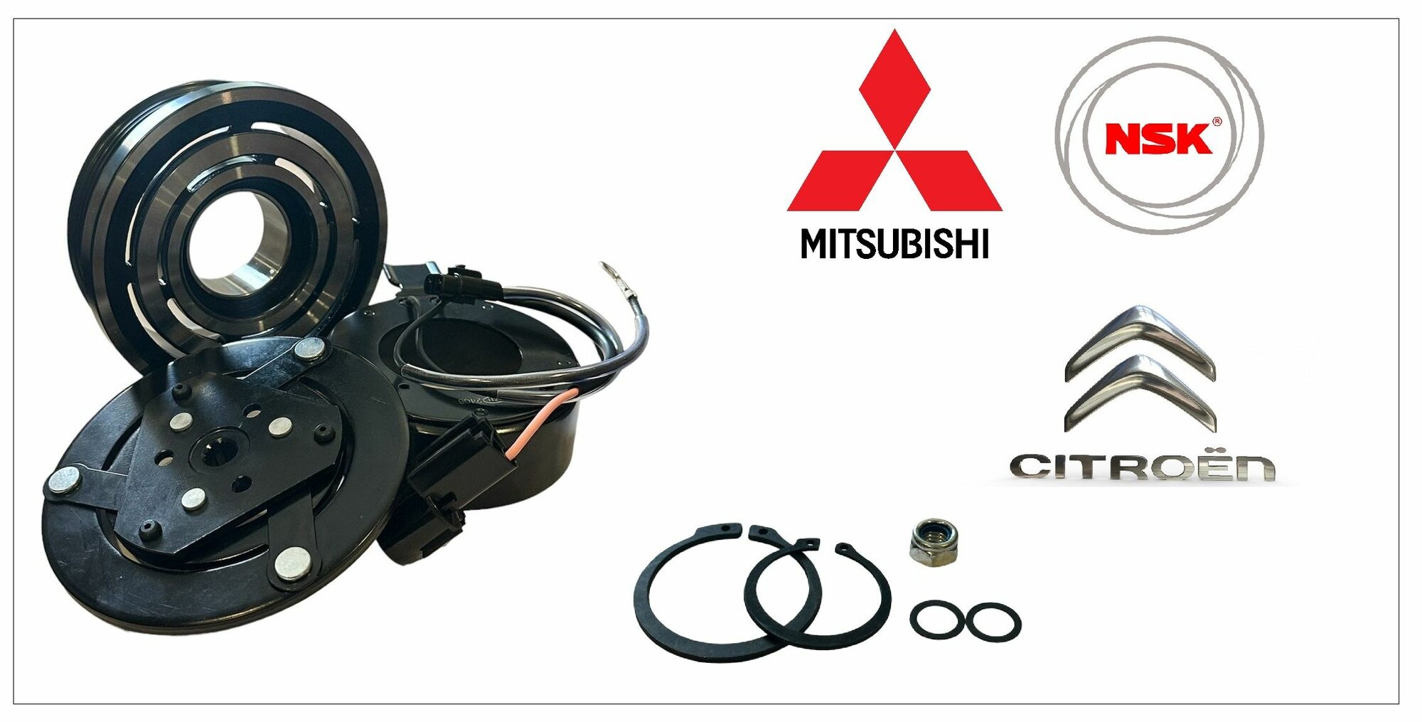 Муфта компрессора кондиционера на японском подшипнике NSK Mitsubishi ASX GRANDIS LANCER LANCER SPORTBACK OUTLANDER II Citroen C-CROSSER PEUGEOT 4007