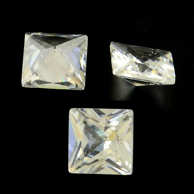 Ювелирный кристалл из фианита, 10х10мм, форма квадрат, кристально-прозрачный, 5 шт.