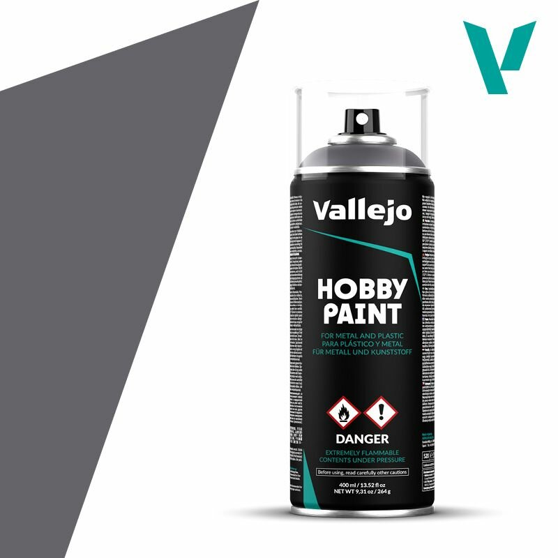 Аэрозольная краска Vallejo GUNMETAL HOBBY PAINT IN SPRAY 031 - 400 ML.