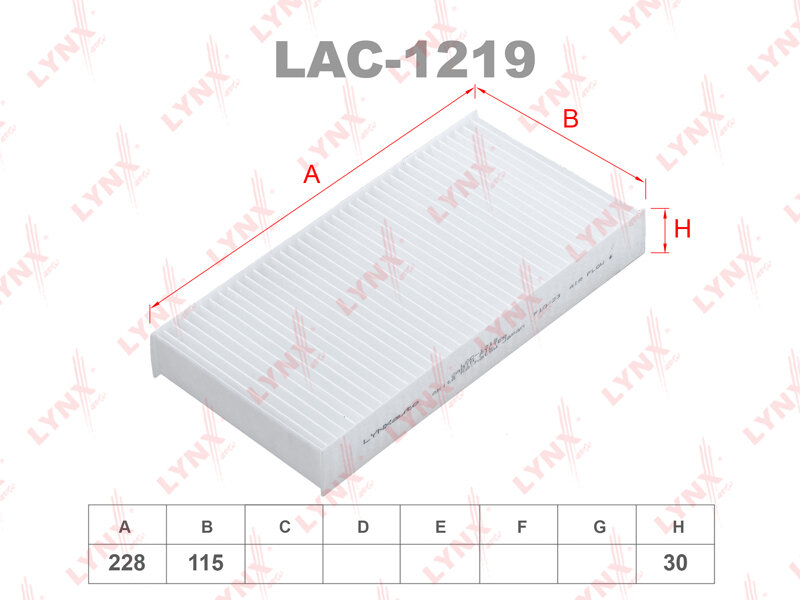 Фильтр салонный для CHRYSLER PT CRUISER / LYNXauto LAC-1219