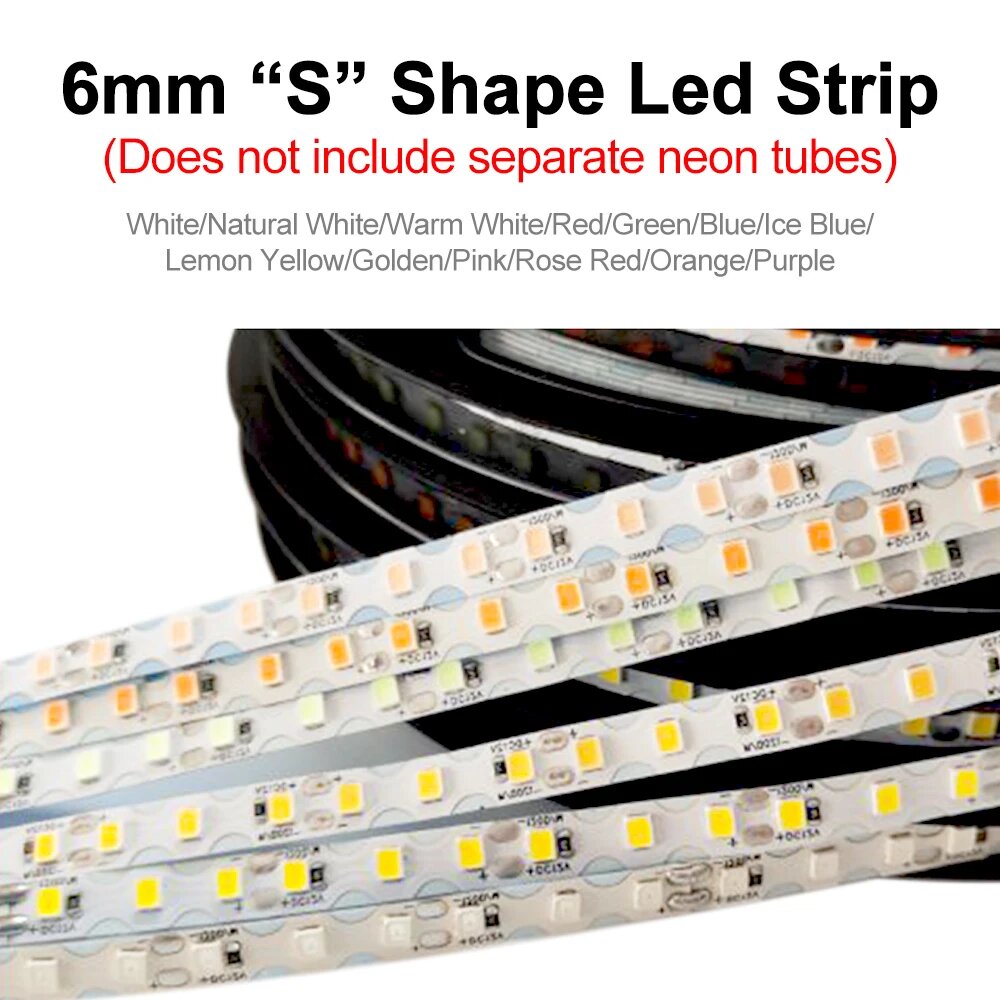 Светодиодная лента FUNZENXIN 6 мм, 12 цветов, 120 LED Only 2835 S Light, Синий, Blue, 5m
