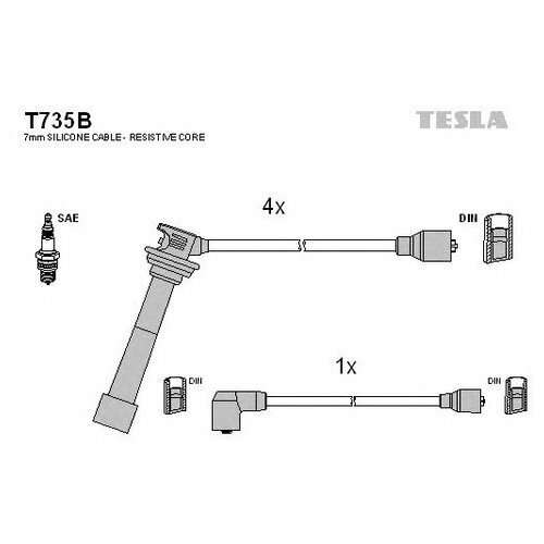 Комплект проводов зажигания Tesla t735b для Suzuki Baleno, Swift II