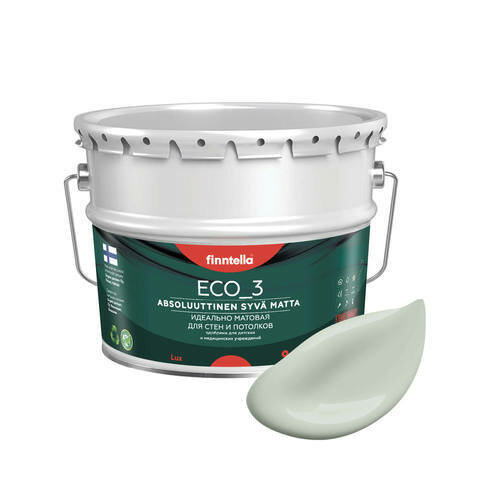 Краска интерьерная глубокоматовая ECO_3 wash and clean FINNTELLA моющаяся, цвет AKAATTI, 9л
