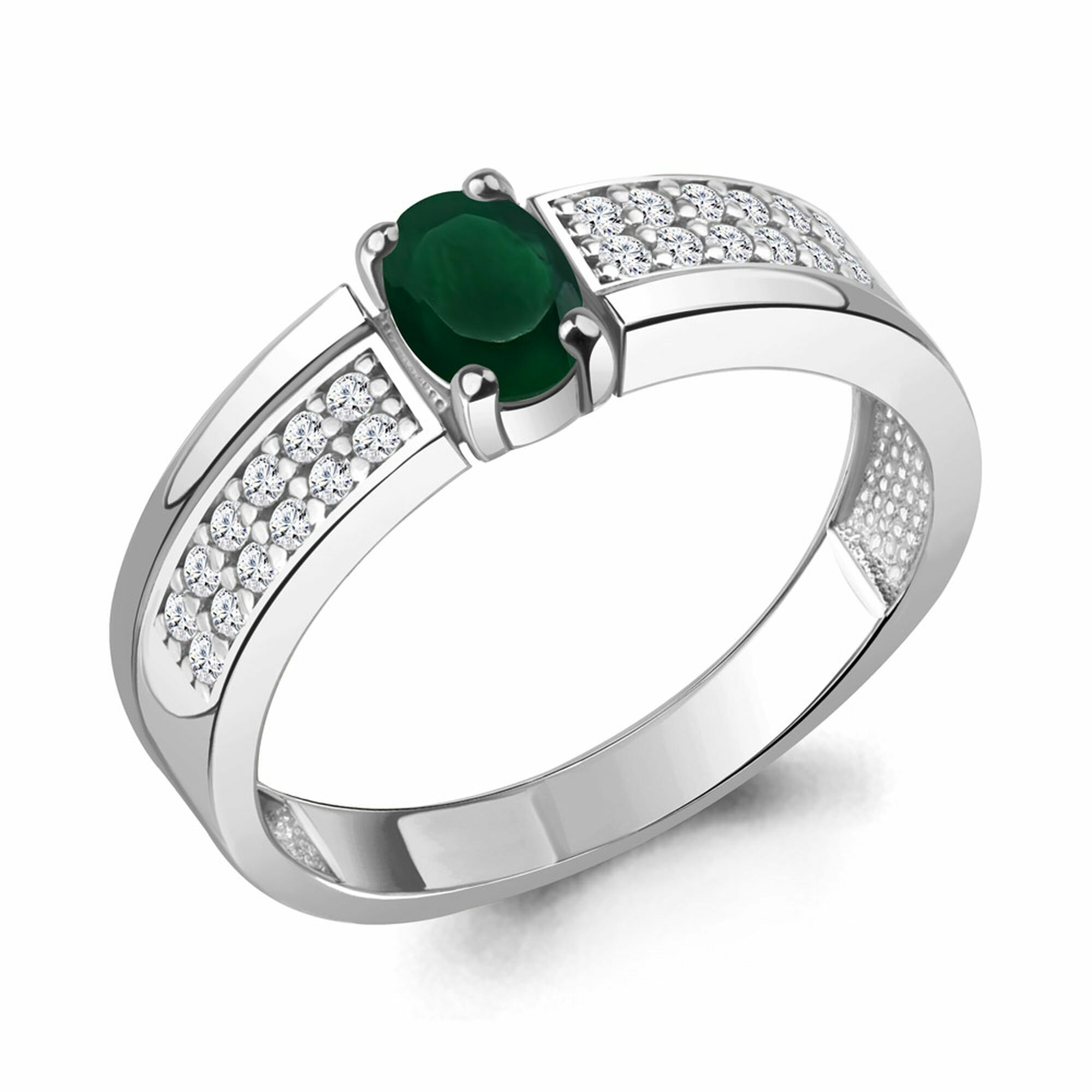 Кольцо, серебро, 925 проба, родирование, фианит, агат