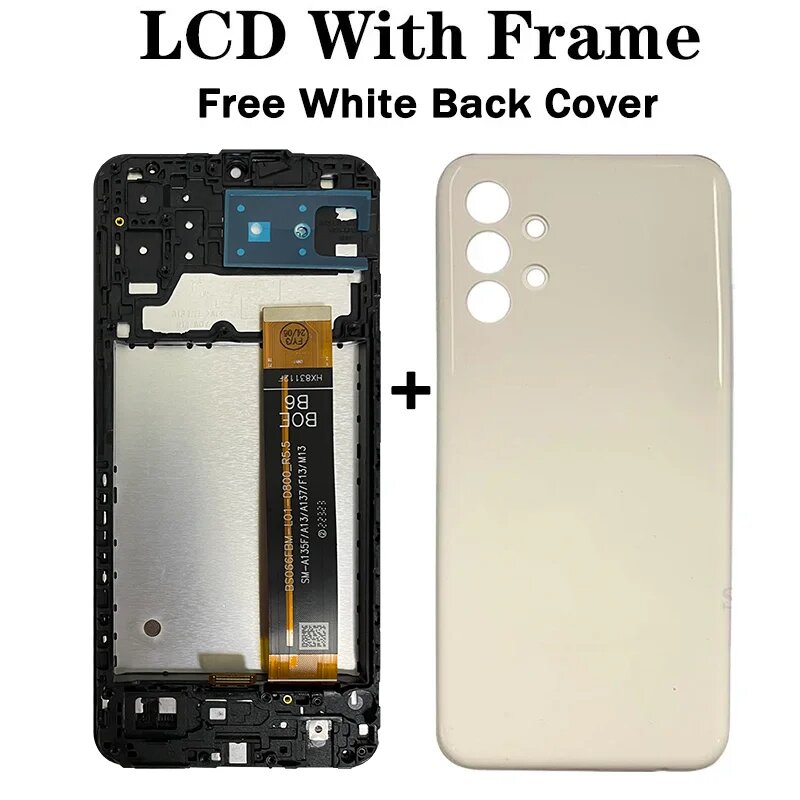 Высококачественный ЖК-дисплей с сенсорным экраном для Samsung A13 (SM- A137), дигитайзер для Samsung A137 A137F A137F/DSN A137F/DS LCD Frame White Cover