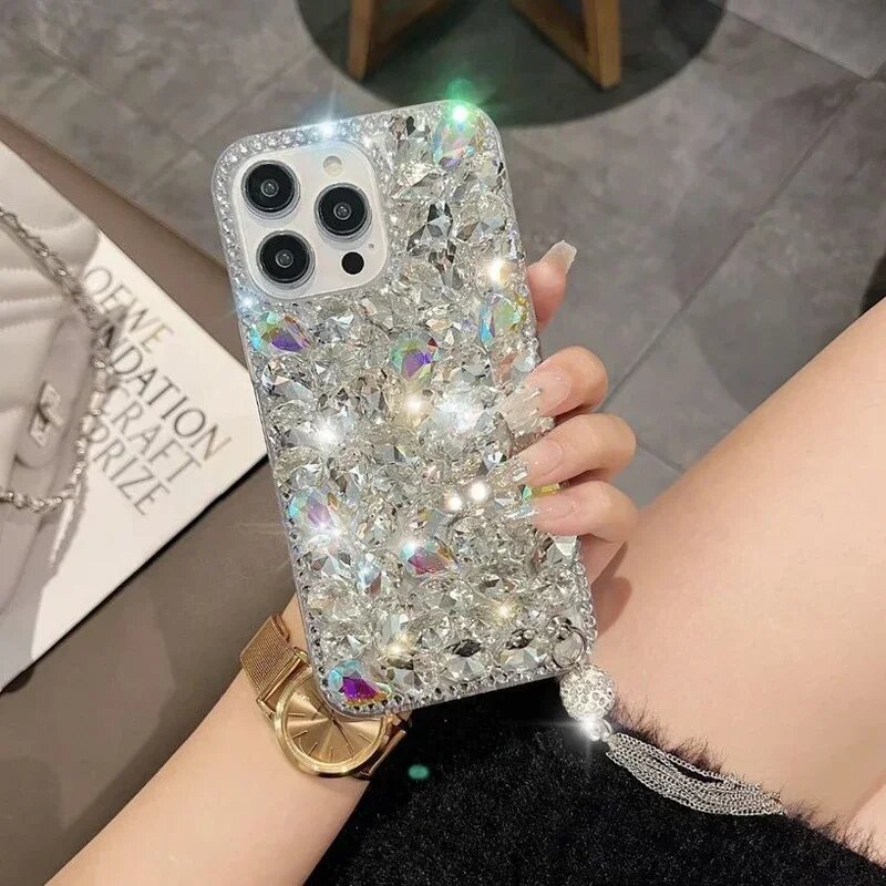 Блестящий чехол со стразами для Samsung A50, A70S, A22, A32, A52, A71, A51, A72, A73, A53, A33, блестящий чехол-бампер со стразами