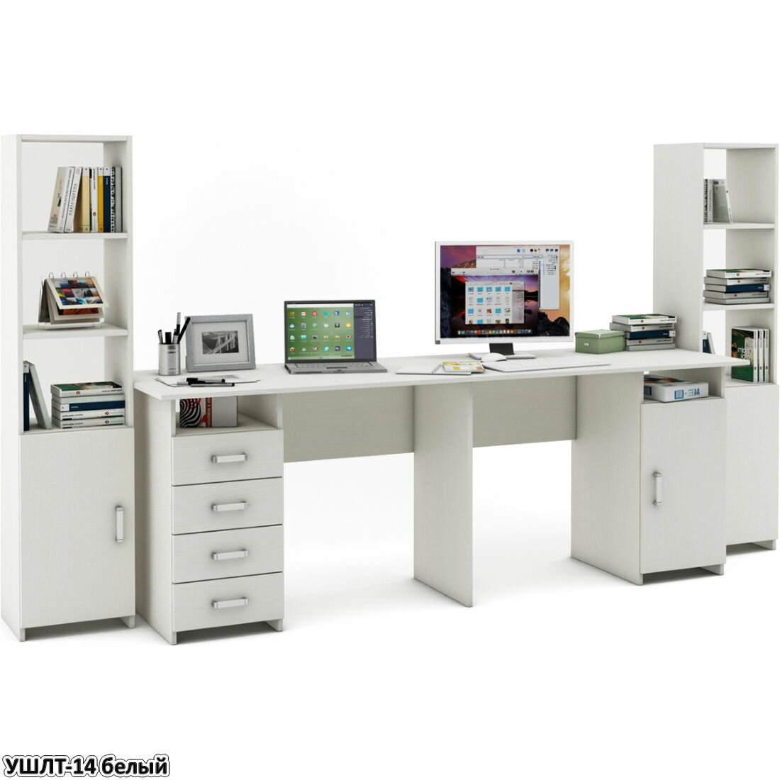 Уголок школьника Лайт-14 Белый, ЛДСП, МФ Владимир VMF, 278,4х149,2х60 см.