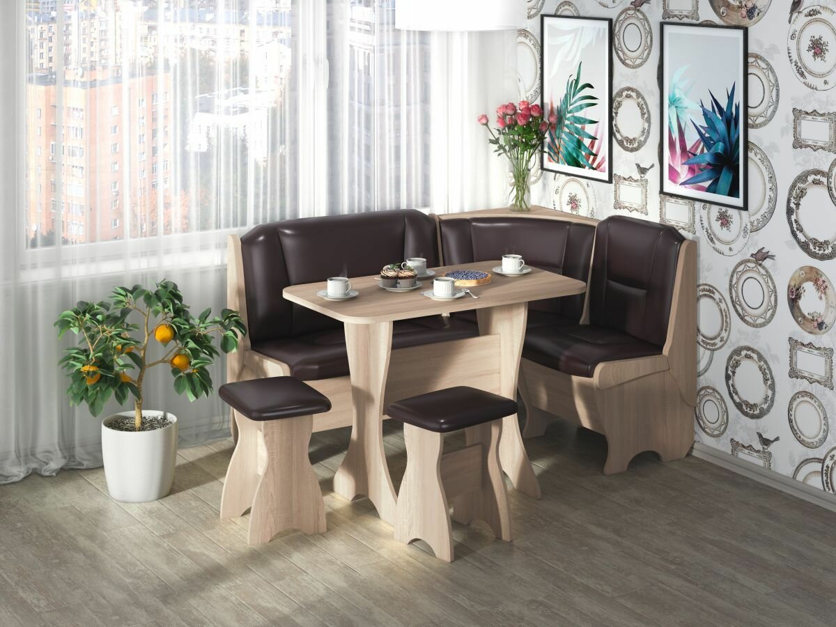 Кухонный уголок Оливия Дуб Сонома/Б. Умбер/Дуб Сонома