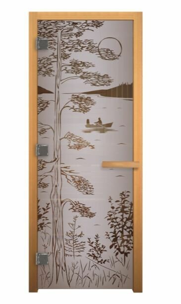 Дверь стеклянная Сатин Матовая "тайга" 190х70 (8мм, 3 петли 710) (осина) Лев