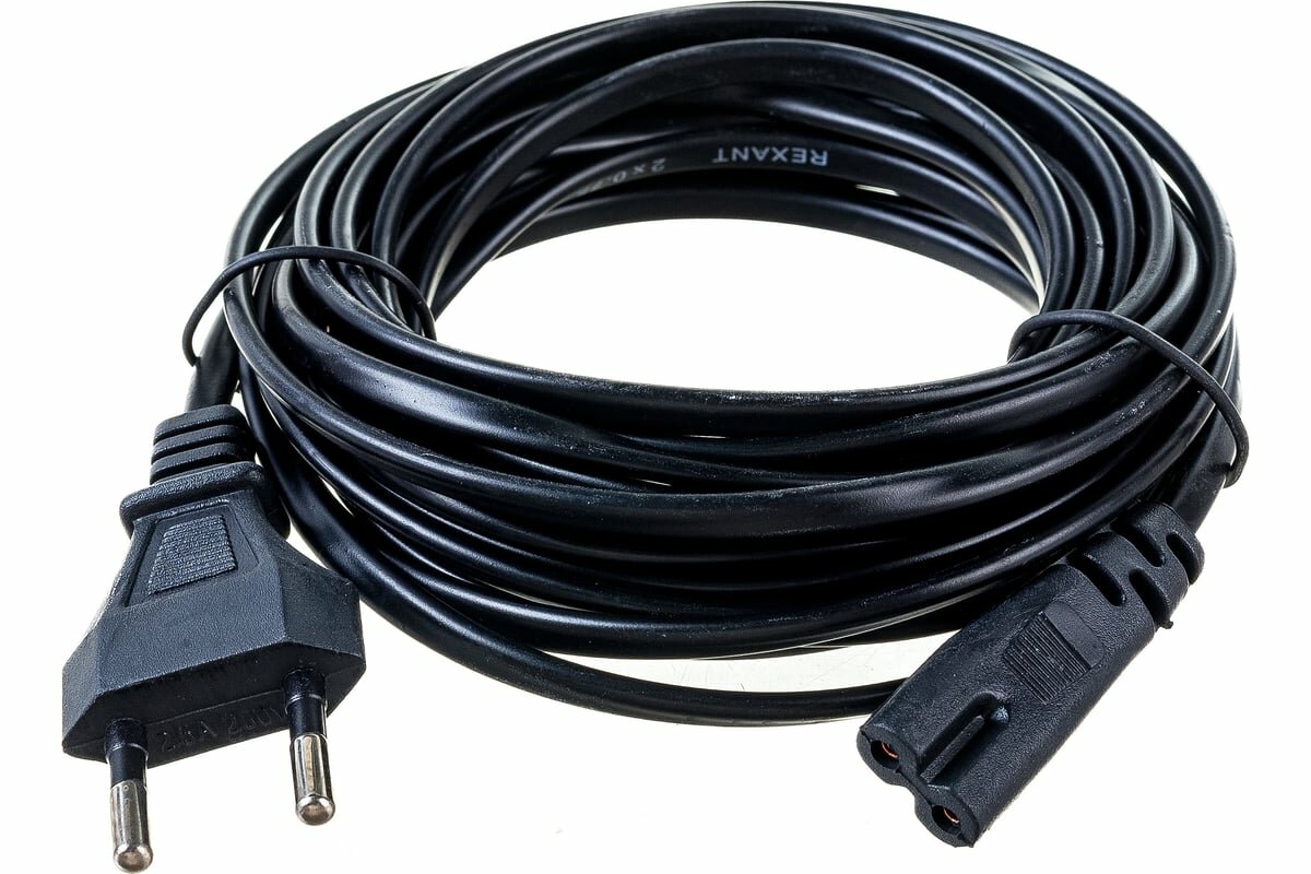 REXANT сетевой шнур 2x0,75 мм² вилка С7 евроразъем длинa 5 м 11-1108 бытовой техники