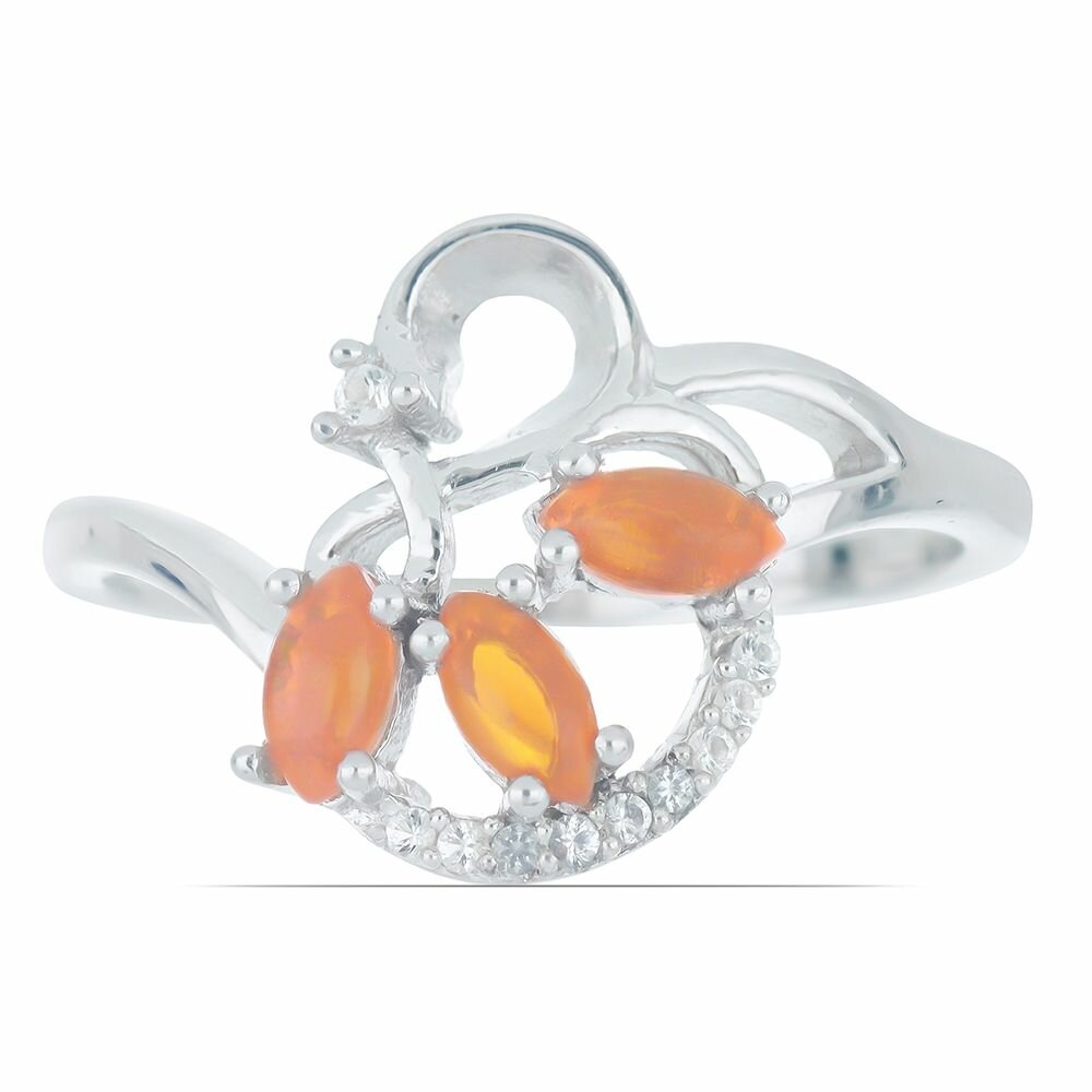 Кольцо, серебро, 925 проба, родирование, опал, топаз