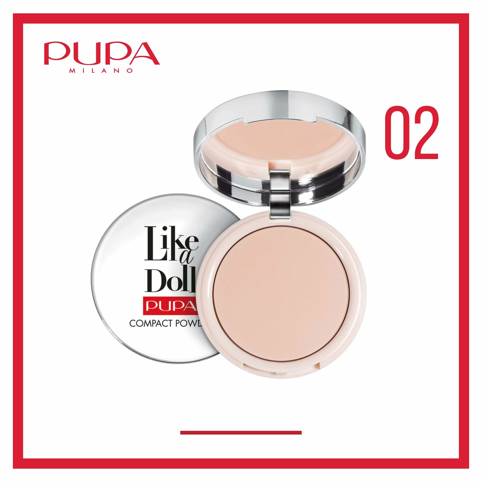 PUPA Пудра компактная LIKE A DOLL тон 02 Телесный