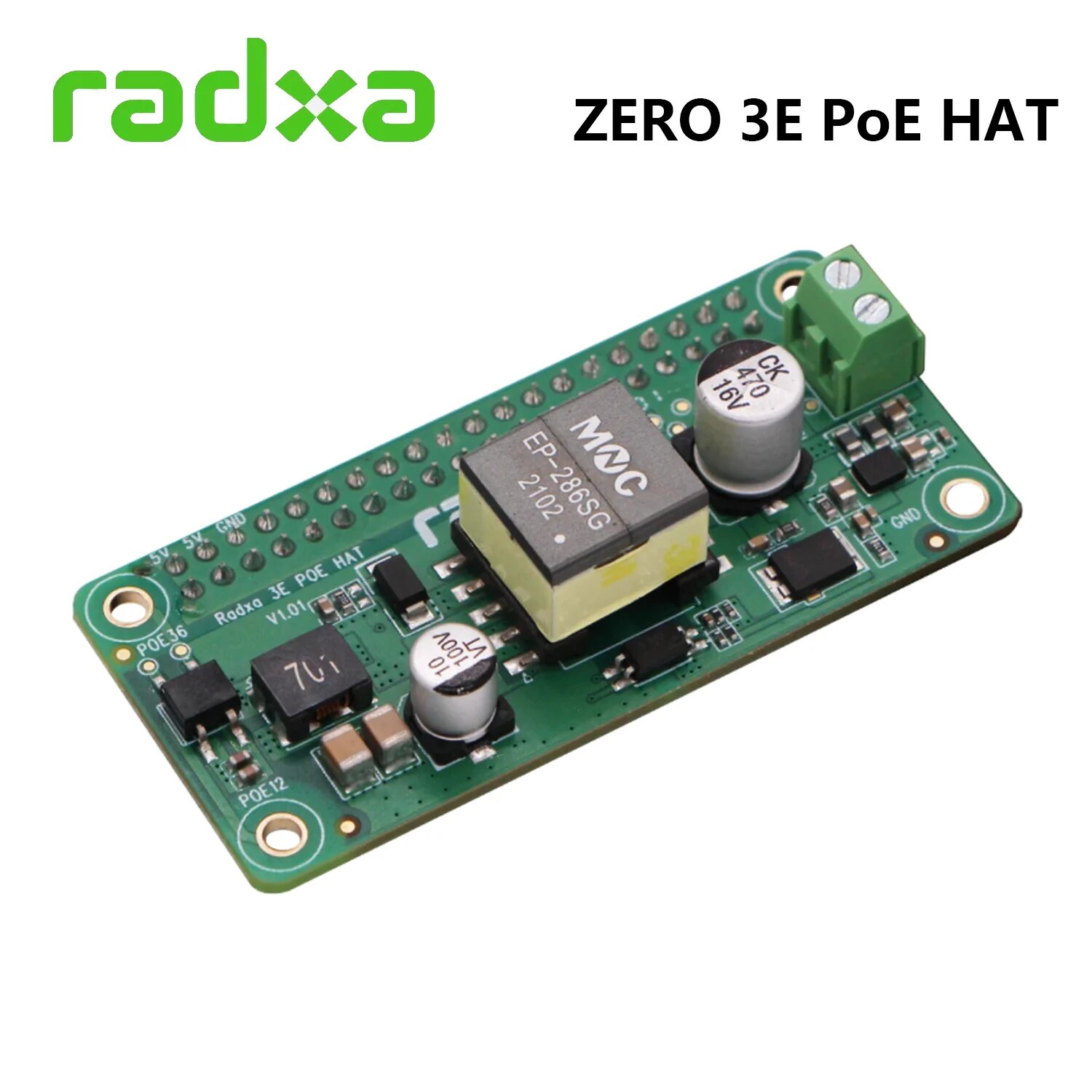 Шляпа Radxa ZERO 3E PoE IEEE 802.3af Standard POE до 13 Вт