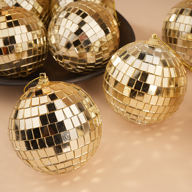 Набор елочных шаров Ночь в стиле Диско 8 см, 12 шт, золотой, Koopman, AAE130620-набор