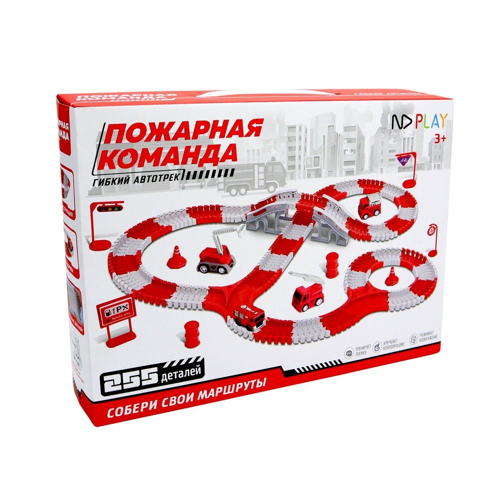 Игрушечный трек ND Play "Пожарная команда" гибкий, с машинкой на батарейке (TY982084)