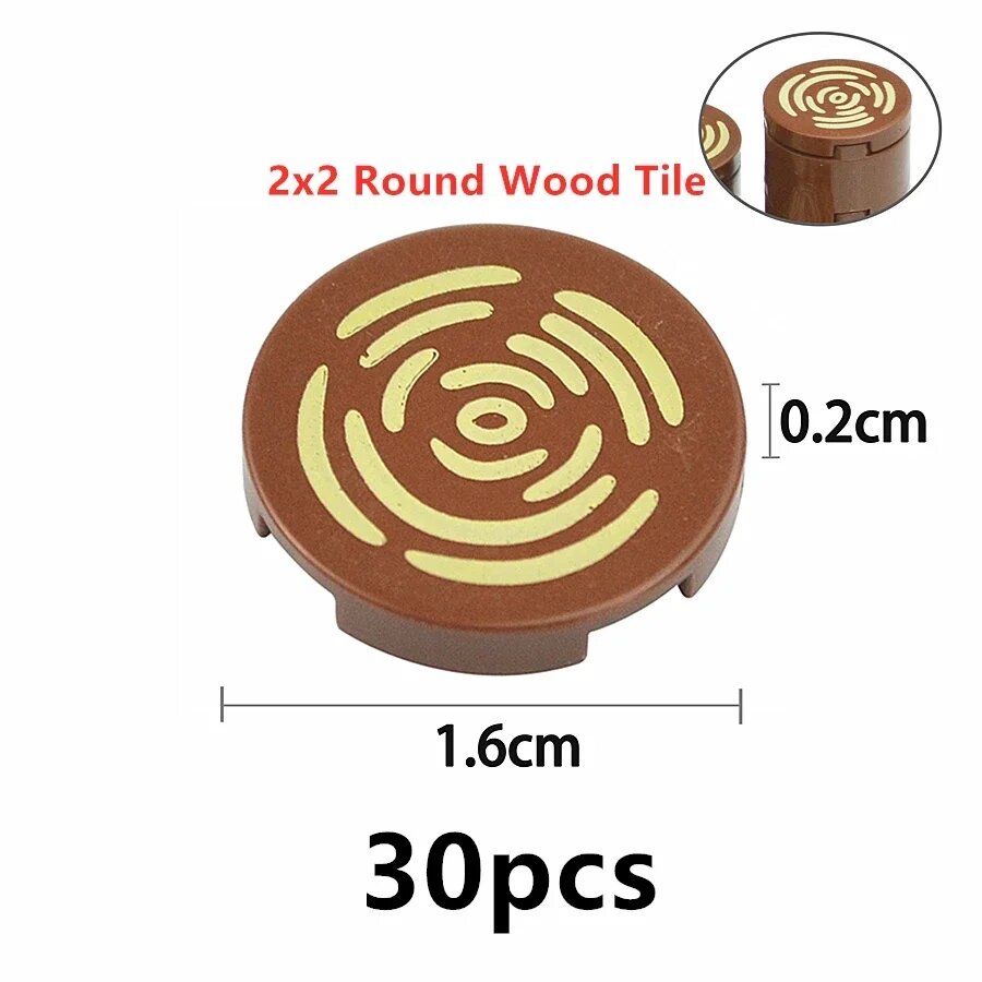 Круглая плитка 2x2 из дерева, 30 шт.