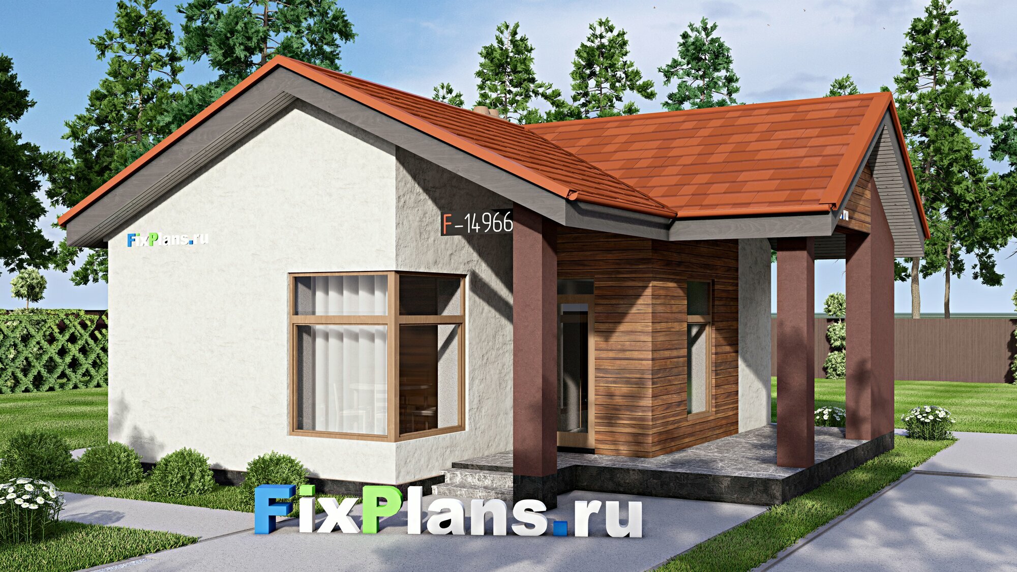 Проект бани FIXPLANS. Одноэтажный. Площадь 53.1 м2 F-14966 Размер 8.48 х 9.18