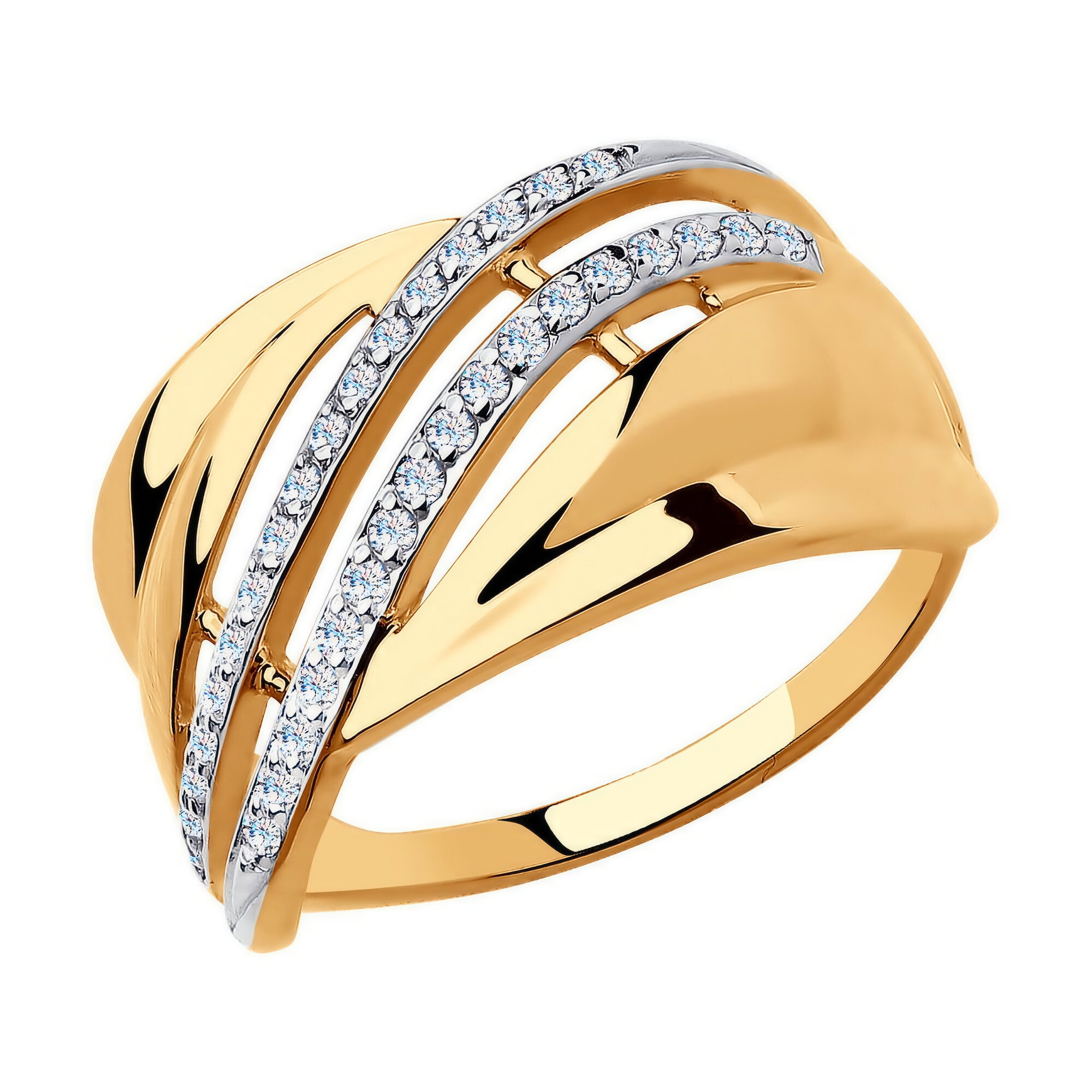 Кольцо Diamant online, красное золото, 585 проба, фианит