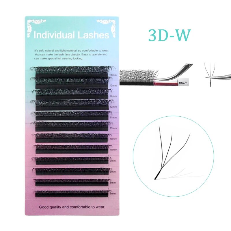 Накладные ресницы HOLLYLASH 3D-W, D изгиб, MIX 8-14mm