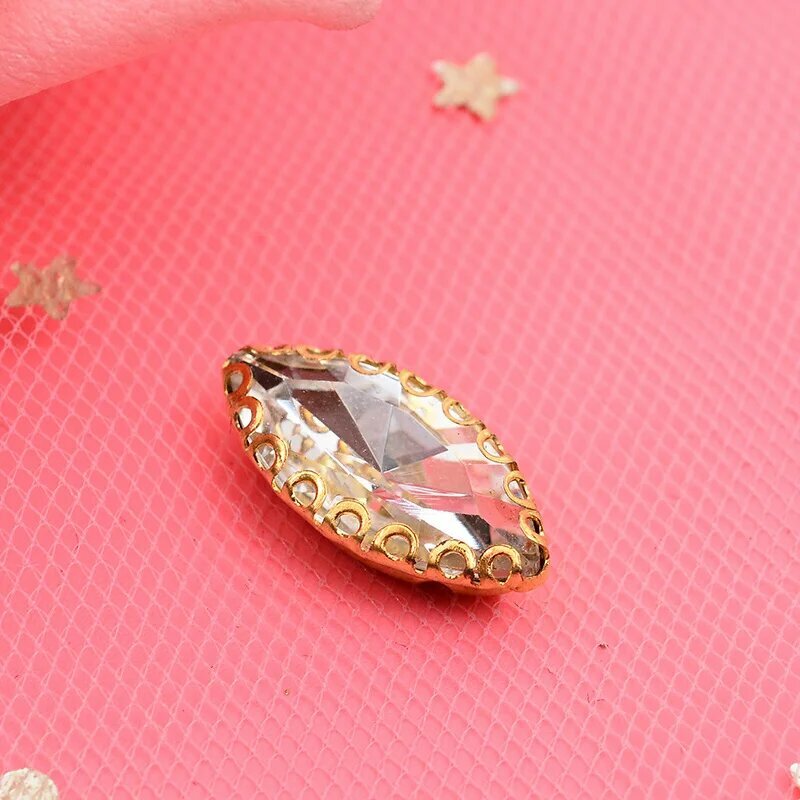 Стразы в форме когтей разных цветов конский глаз плоские стразы для шитья Блестящие кристаллы камни Золотая основа пришивные стразы для одежды