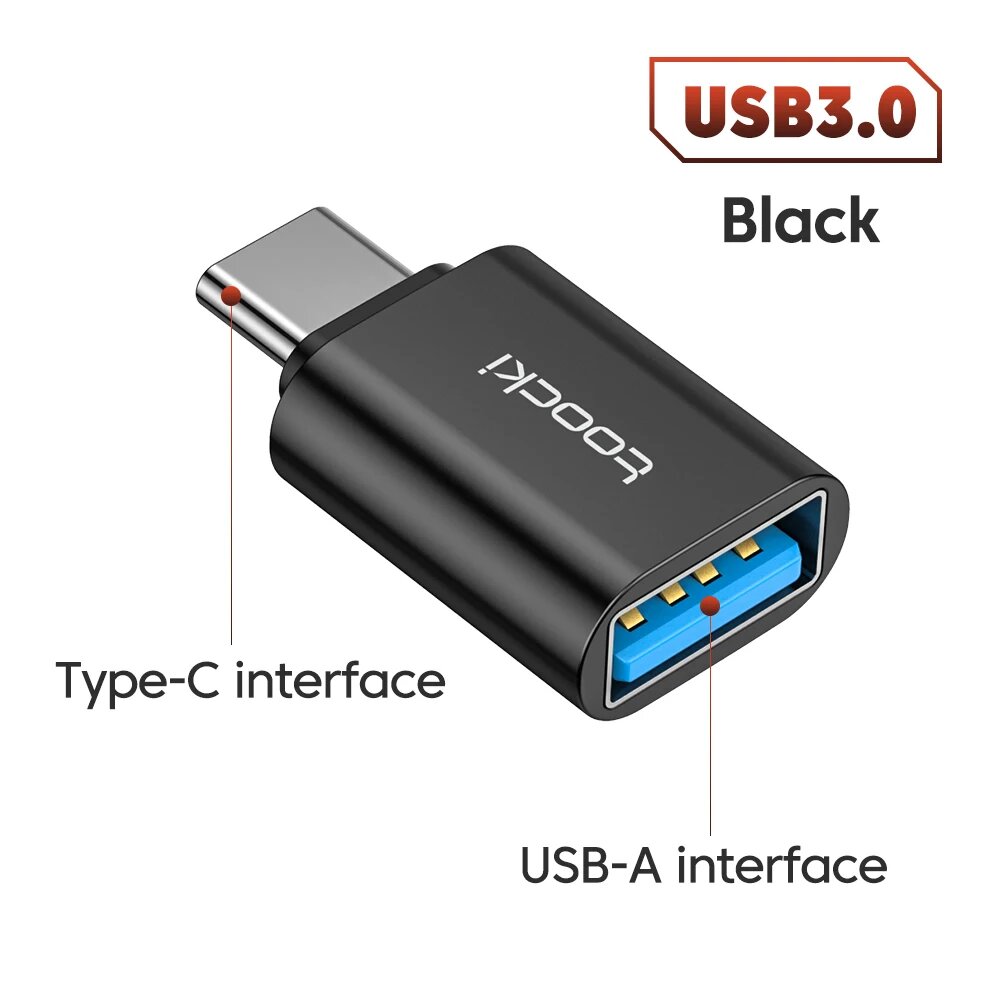 Toocki USB 3.0 To Type C Адаптер OTG Micro Usb «папа» на USB 2.0 «мама» Конвертер для Xiaomi Oneplus Realme Macbook UsbC Разъем USB to TypeC Black