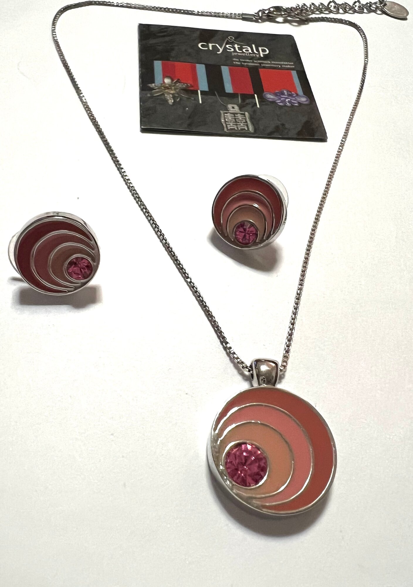 Комплект бижутерии: подвеска, серьги, цепь, Swarovski Zirconia