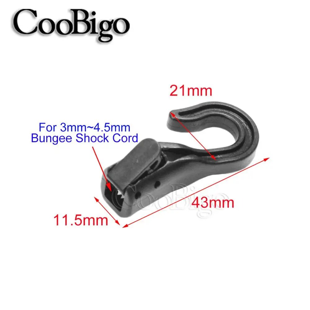 CooBigo карабин пластиковый черный, 10 шт.